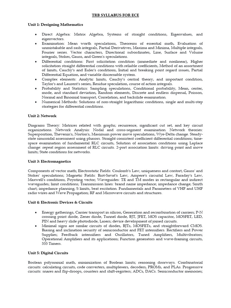 TRB Syllabus For Ece Final | PDF | Modulation | Eigenvalues And Eigenvectors