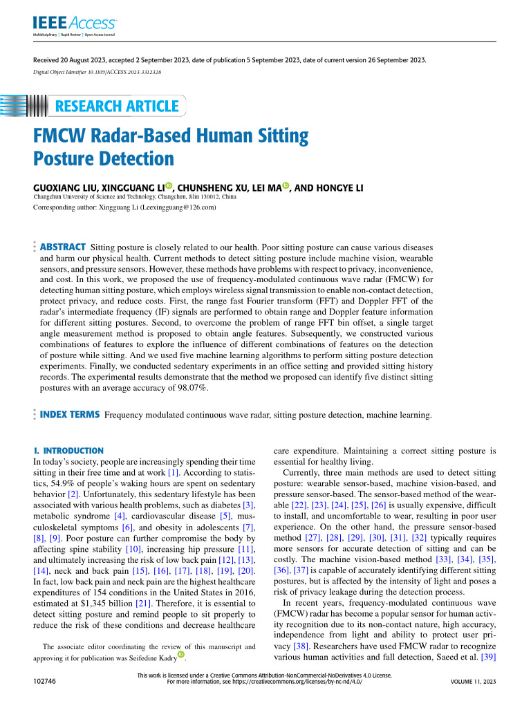 FMCW Radar-Based Human Sitting Posture Detection | PDF | Radar ...