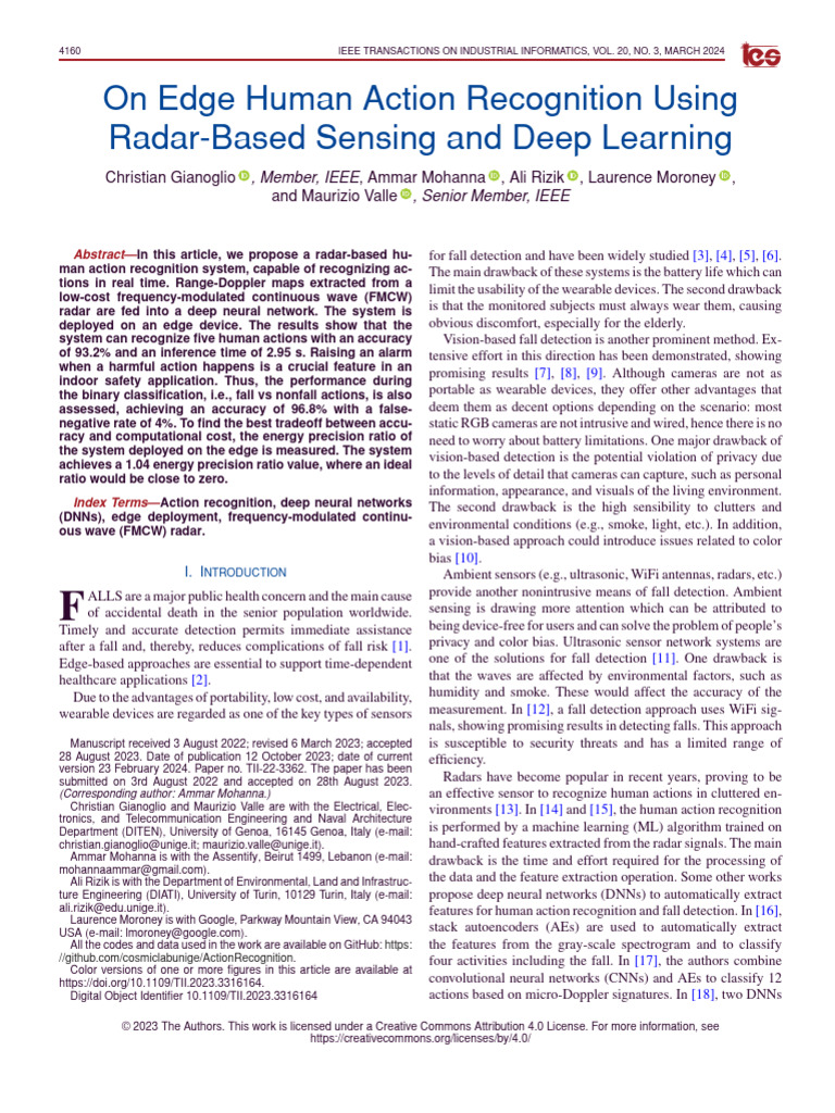 On Edge Human Action Recognition Using Radar-Based Sensing and Deep ...