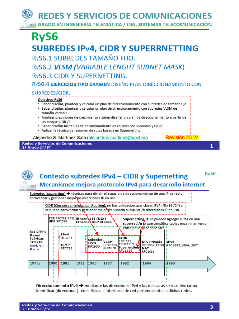Rys6 Subredes Ipv4 Cidr Supernetting Pdf Dirección Ip Internet