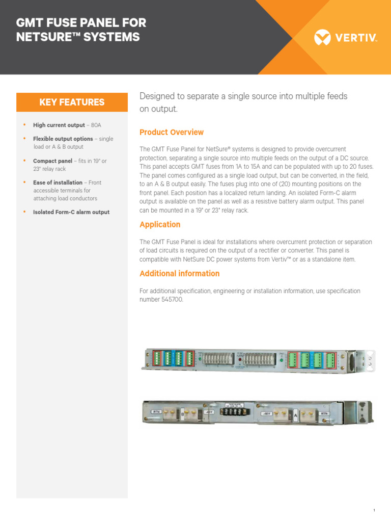 GMT Fuse Panel For Netsure Systems Data Sheet | PDF | Fuse (Electrical ...
