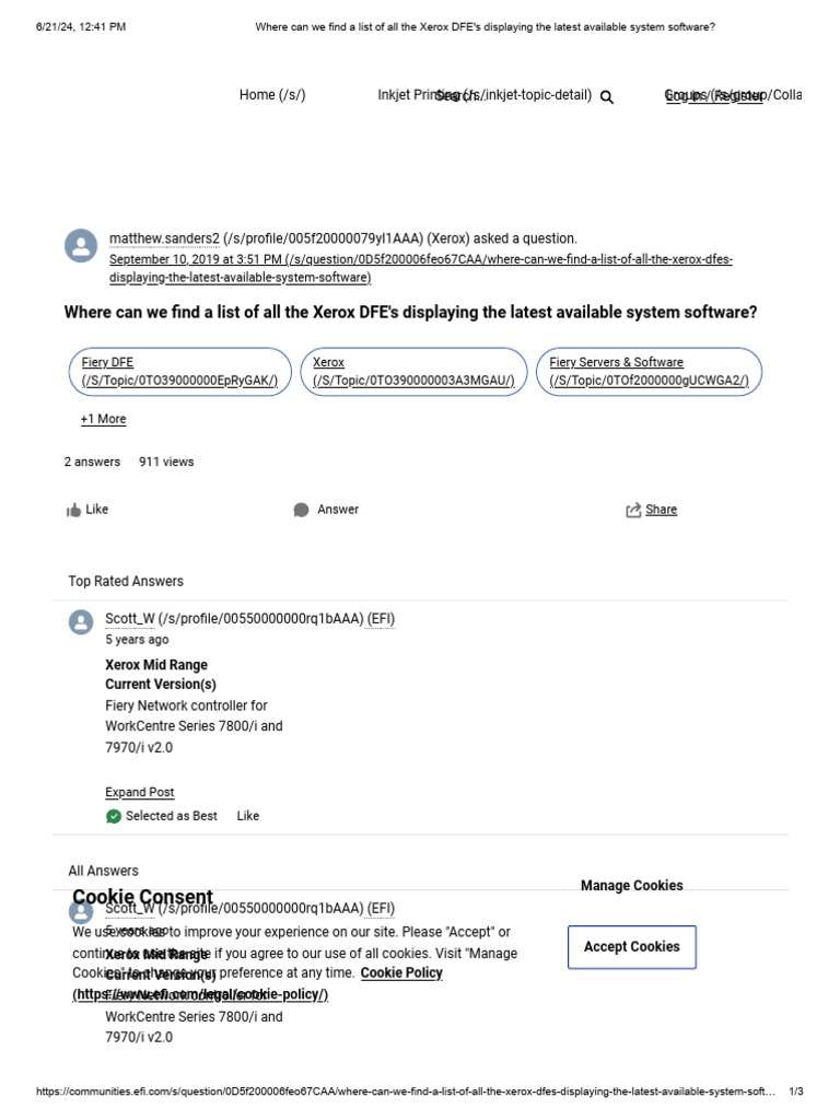Where Can We Find A List of All The Xerox DFE's Displaying The Latest ...
