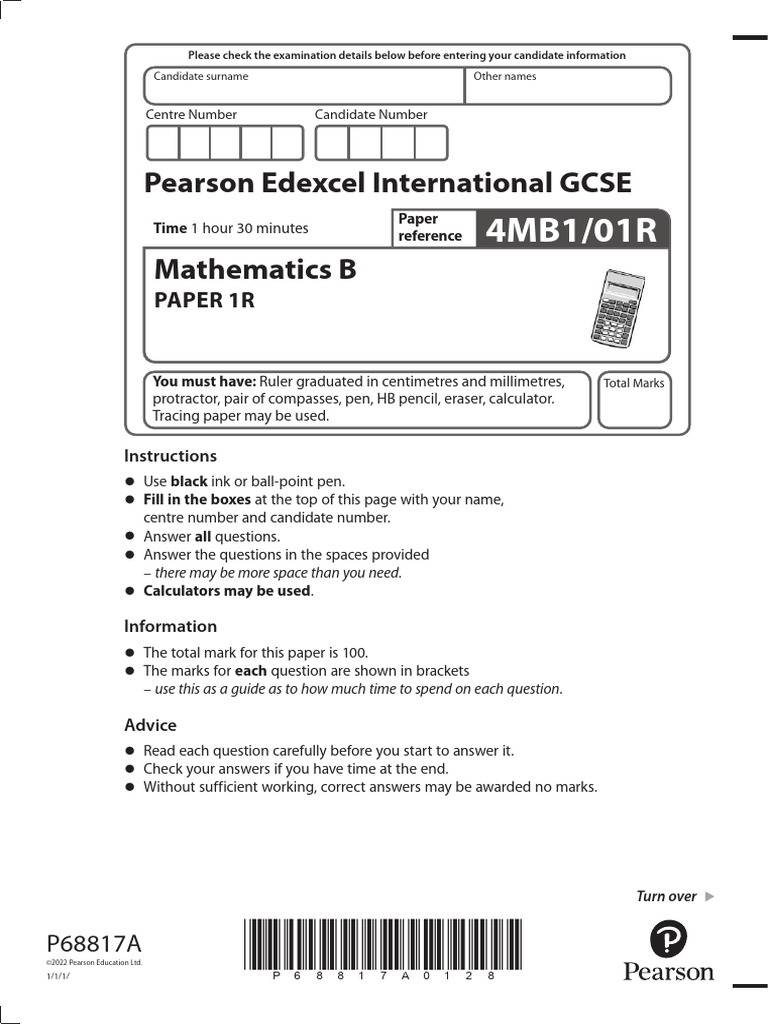 iGCSE Edexcel Maths B Jan 22 Paper 1R QP | PDF | Significant Figures | Area