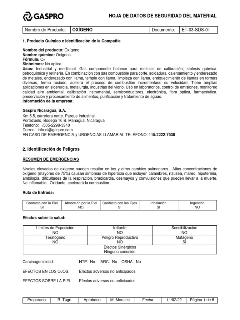 Oxigen o | PDF | Oxígeno | Aleación