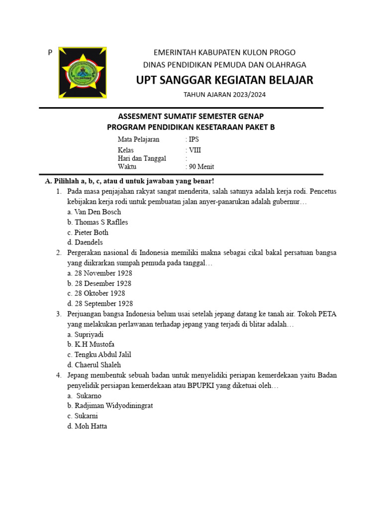 Soal Sumatif IPS Kelas VIII Semester Genap | PDF