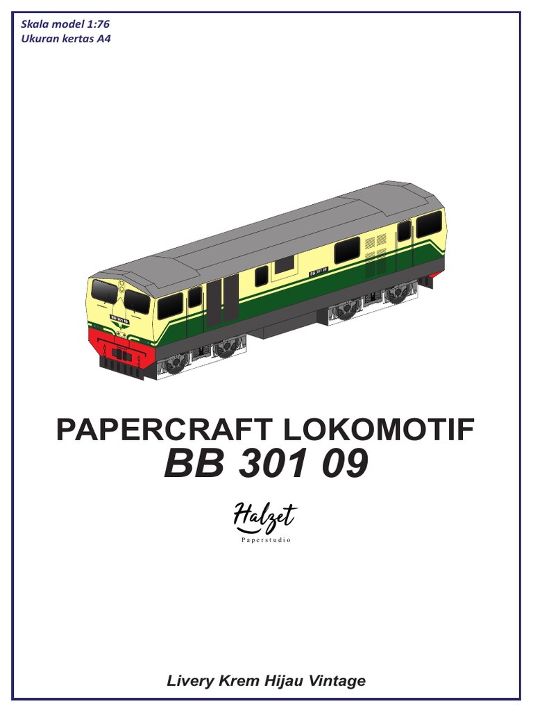 (Halzet) Papercraft Lokomotif BB 301 HD - Livery Vintage | PDF