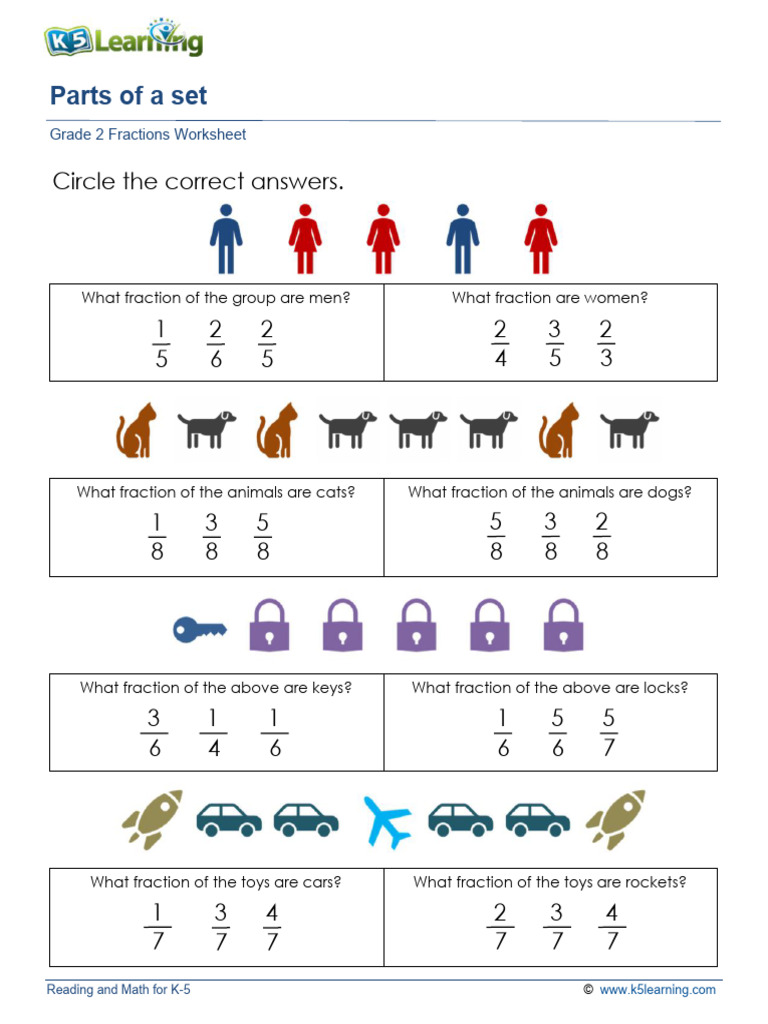 Grade 2 Fractions Parts of Set A | PDF