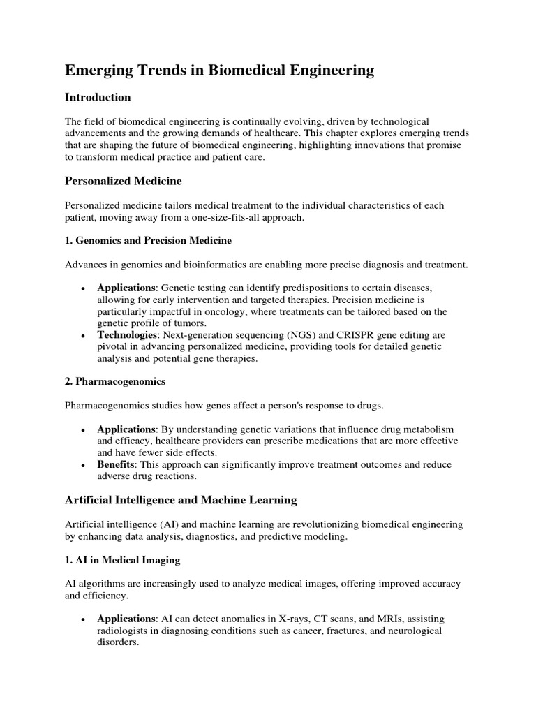 Emerging Trends in Biomedical Engineering | PDF | Personalized Medicine ...