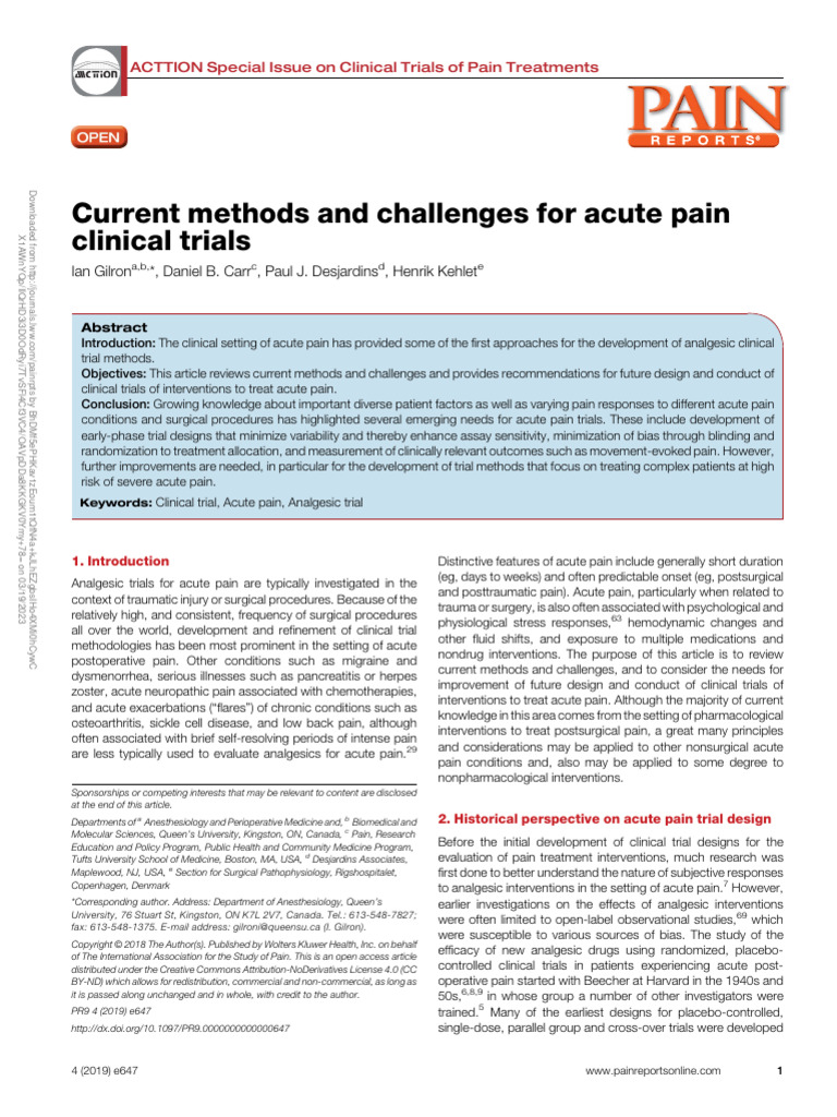 Current_methods_and_challenges_for_acute_pain.35 | PDF | Pain | Pain ...