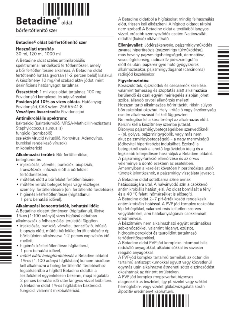 Betadine Oldat Használati Utasítás Rövid | PDF