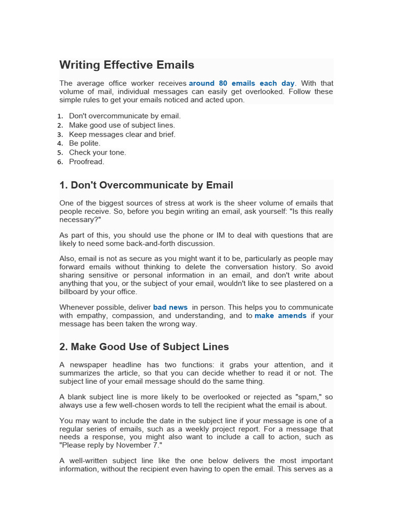 Writing Effective Emails | PDF | Information | Human Communication