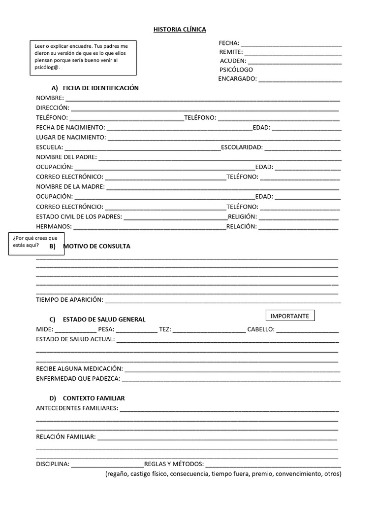 Historia Clínica_claudio Jara | PDF | Psicología anormal | Enfermedades ...