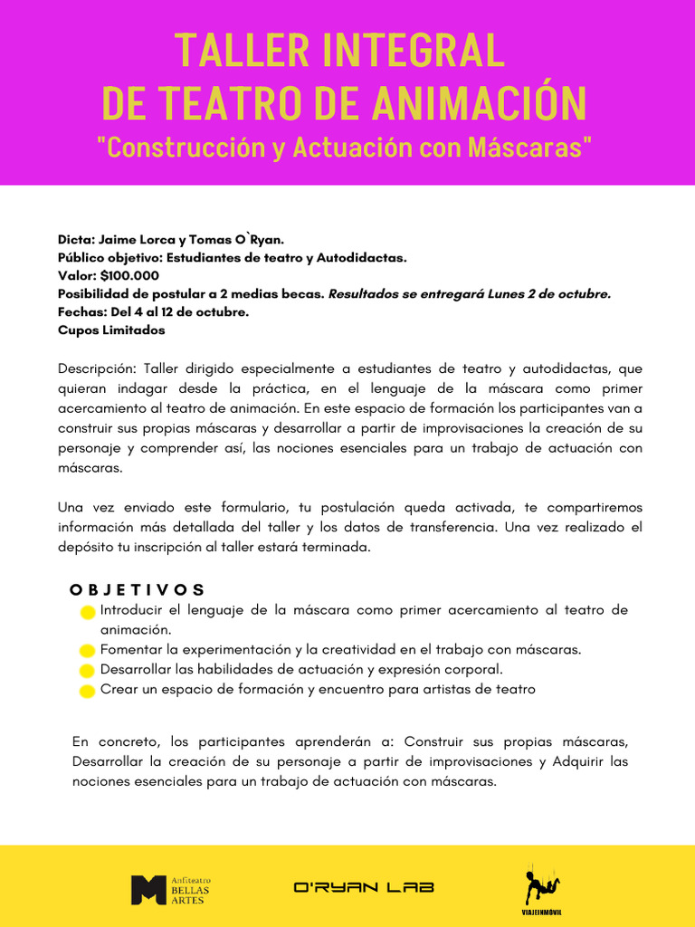 Taller Integral de Teatro de Animación | PDF | Teatro | Interino