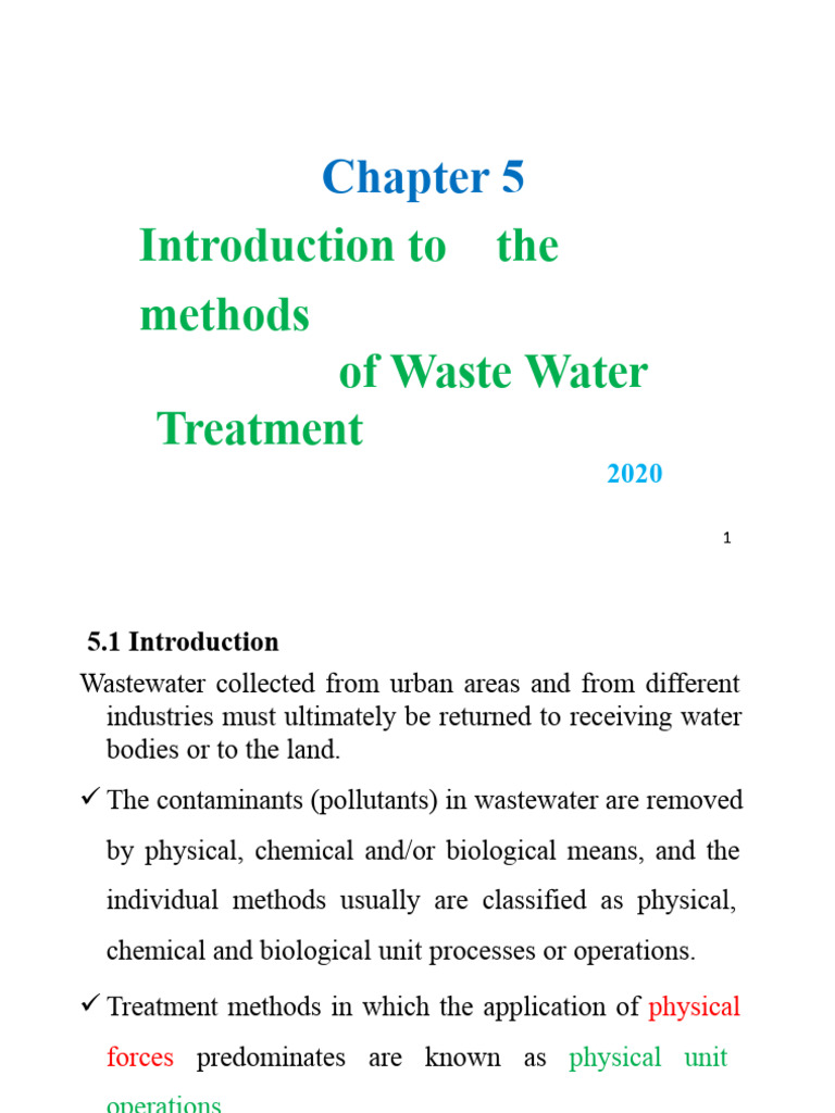 Introduction To The Methods of WT | PDF | Sewage Treatment | Septic Tank