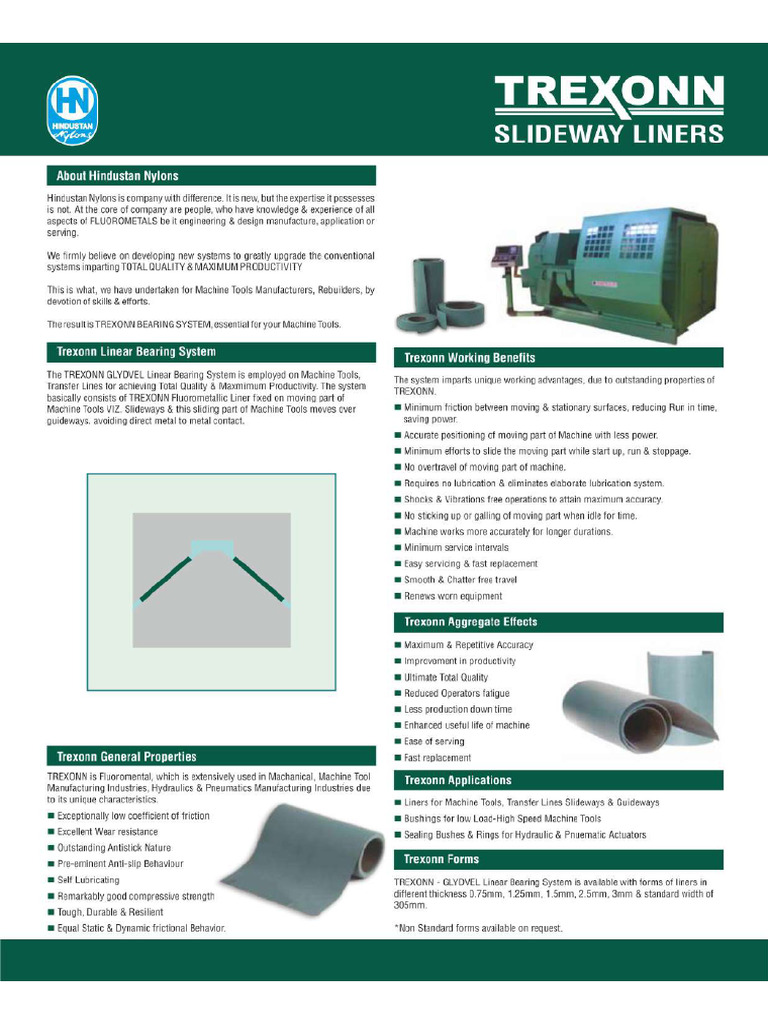 E Catalogue of Trexon Slideway Liners | PDF