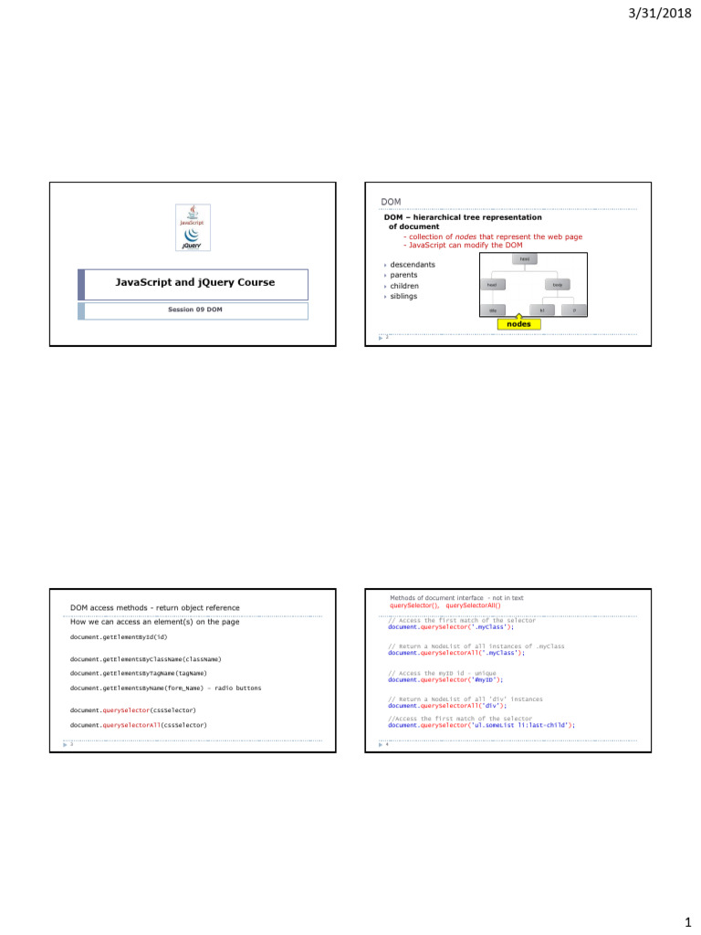 JS-jQuery Session 09 Handout | PDF | Document Object Model | Java Script