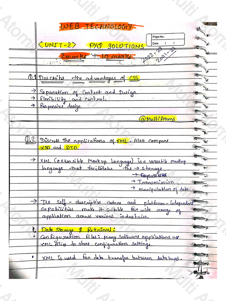 WT Pyq Sol Unit 2 Bymultiatoms | PDF