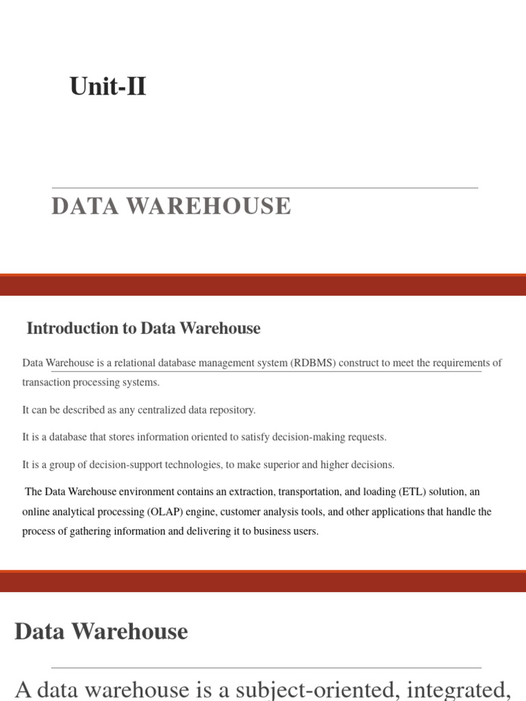 FD Unit 2 | PDF | Data Warehouse | Data Management Software