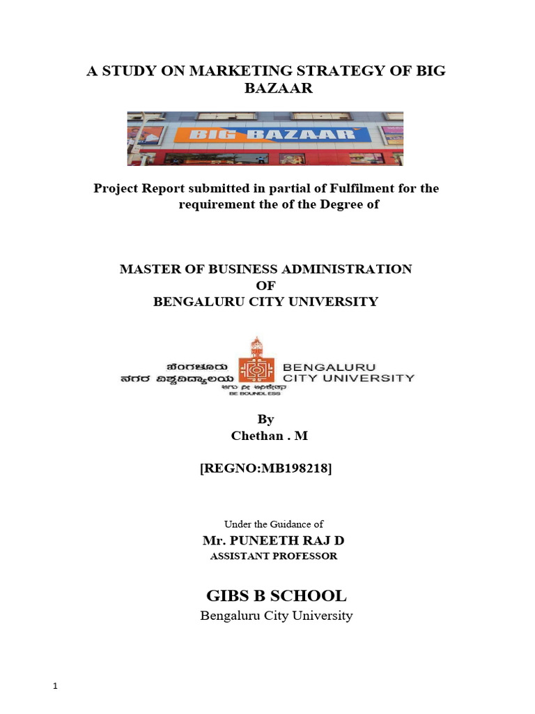 CHETHAN M MB198218 Projrep PDF | PDF | Retail | Marketing