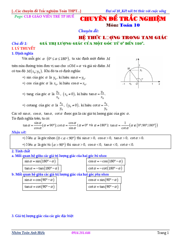 Chuong 3 Gia Tri Luong Giac Tu 0 Den 180 | PDF