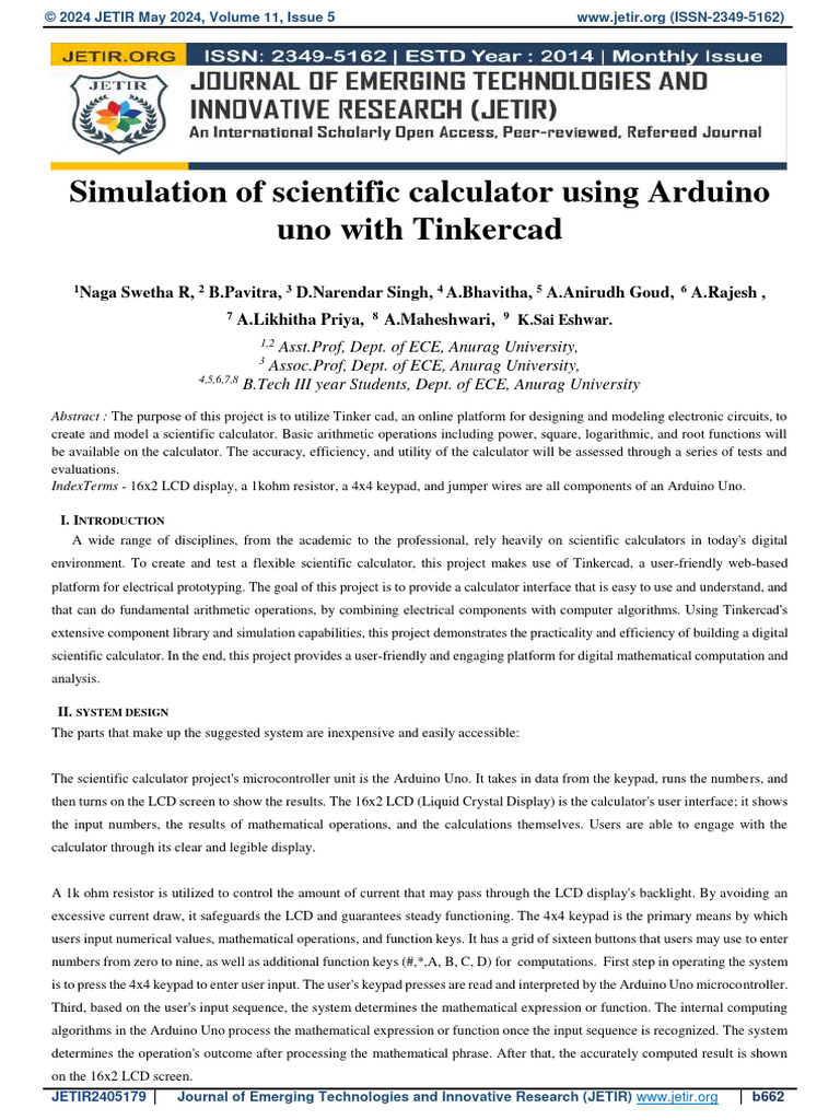 JETIR2405179 | PDF | Calculator | Arduino