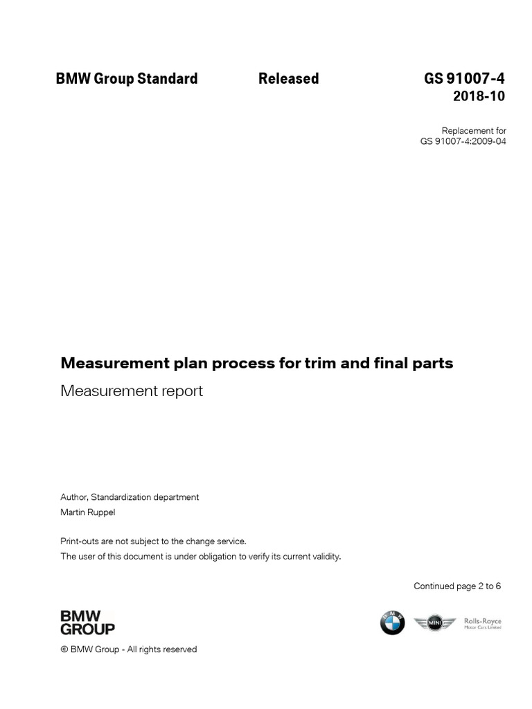 Measurement Report Guidelines for BMW | PDF | Engineering Tolerance ...