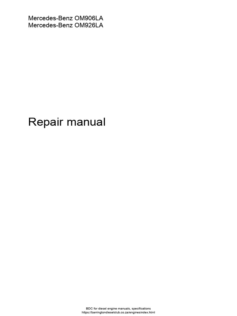 Om906la Om926la Repair Manual 2014 | PDF | Screw | Pipe (Fluid Conveyance)