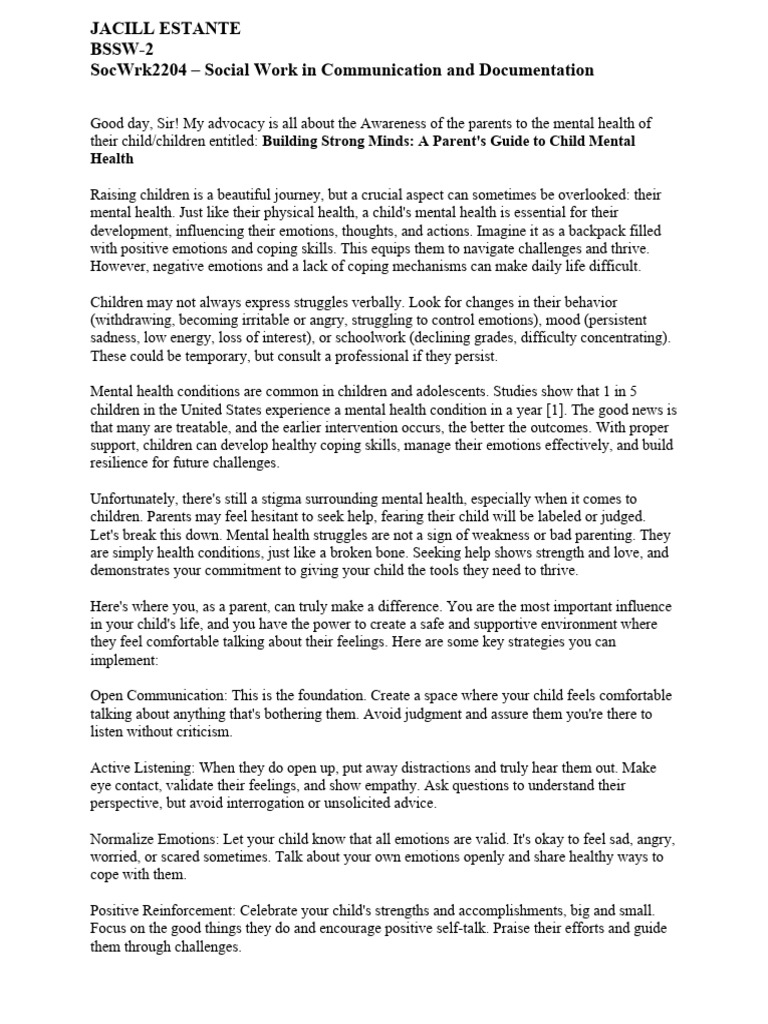 Advocacy Script | PDF | Mental Health | Emotions