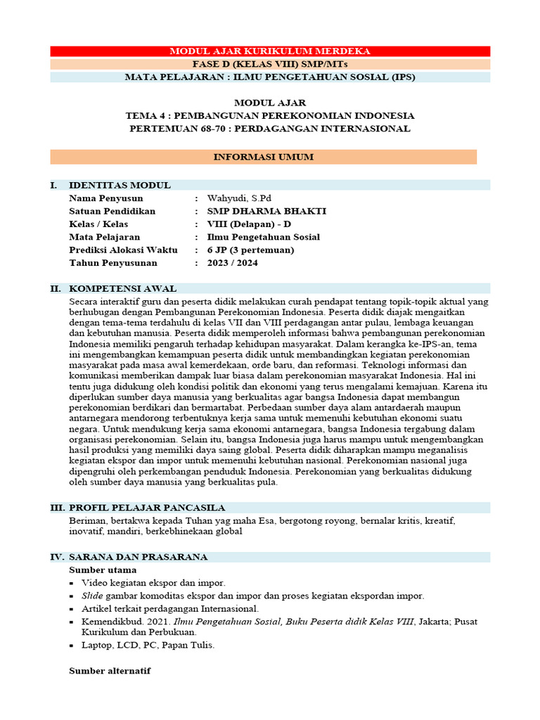 Modul IPS Kls 8 Tema 4 | PDF