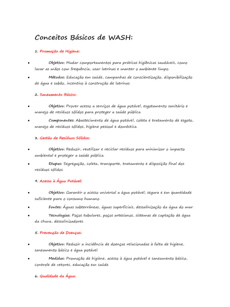 Conceitos Básicos de WASH | PDF | Desperdício | Águas residuais