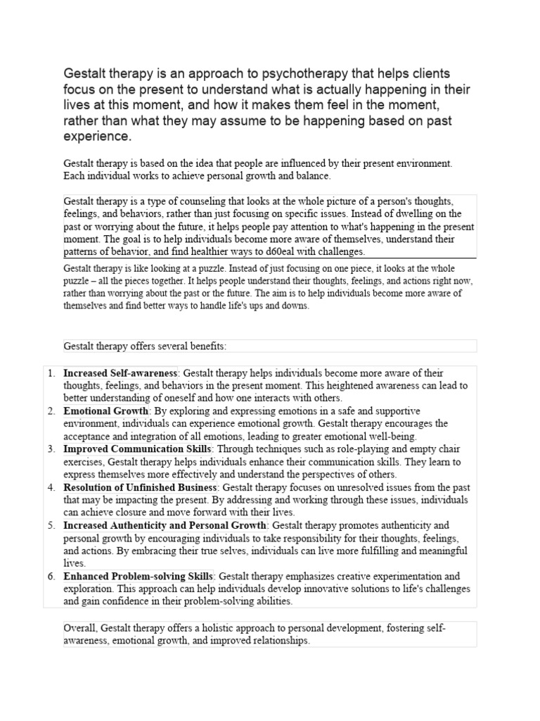 Gestalt | PDF | Psychotherapy | Gestalt Therapy