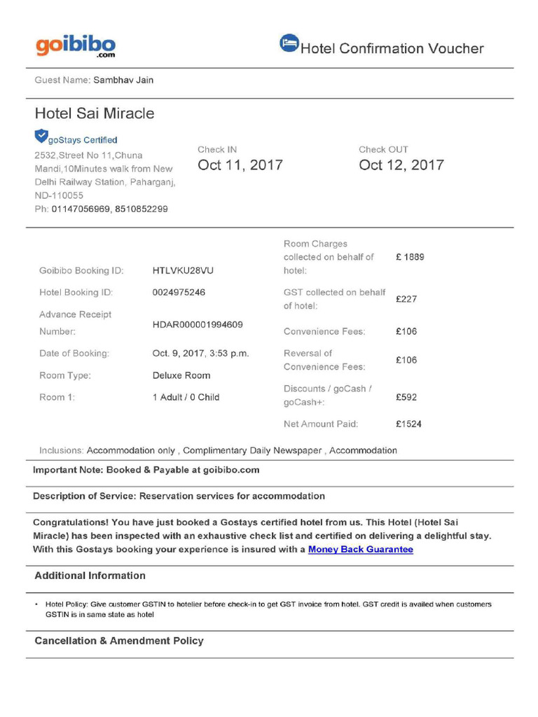 Hotel Receipt 35 | PDF