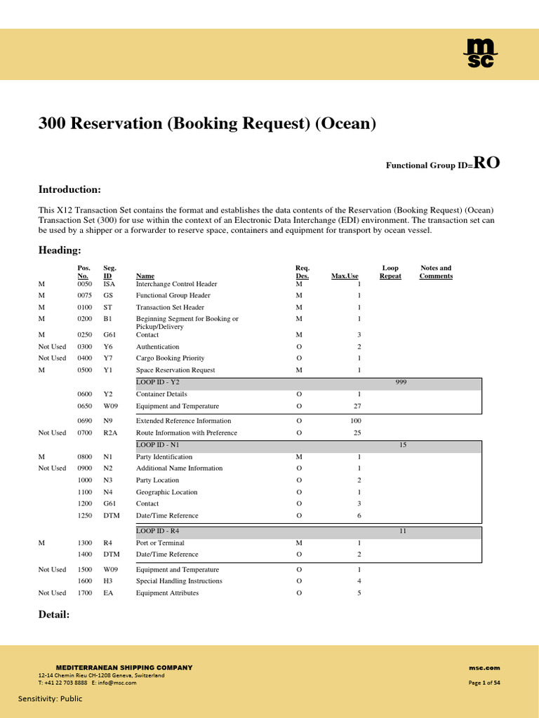 MSC MIG X12 300 Booking Request | PDF | Information | Temperature