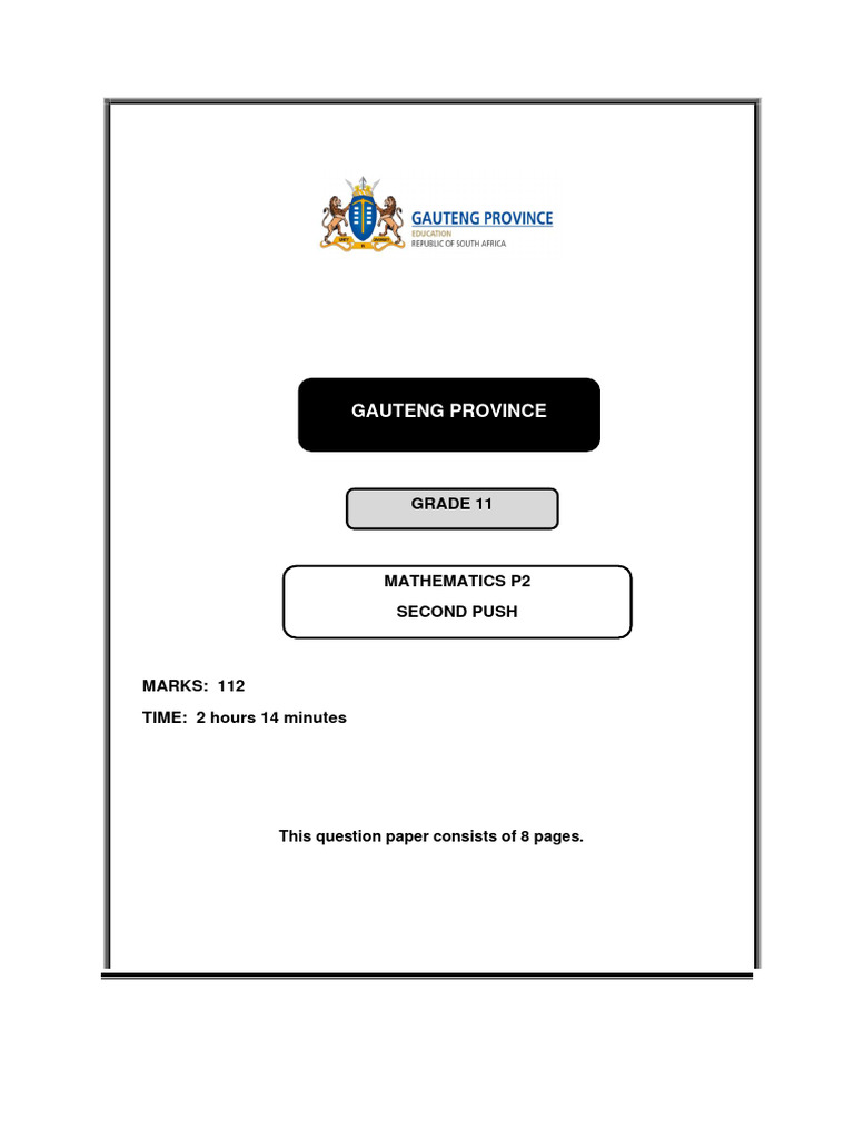 Grade 11 P2 Second Push Test | PDF | Circle | Elementary Geometry