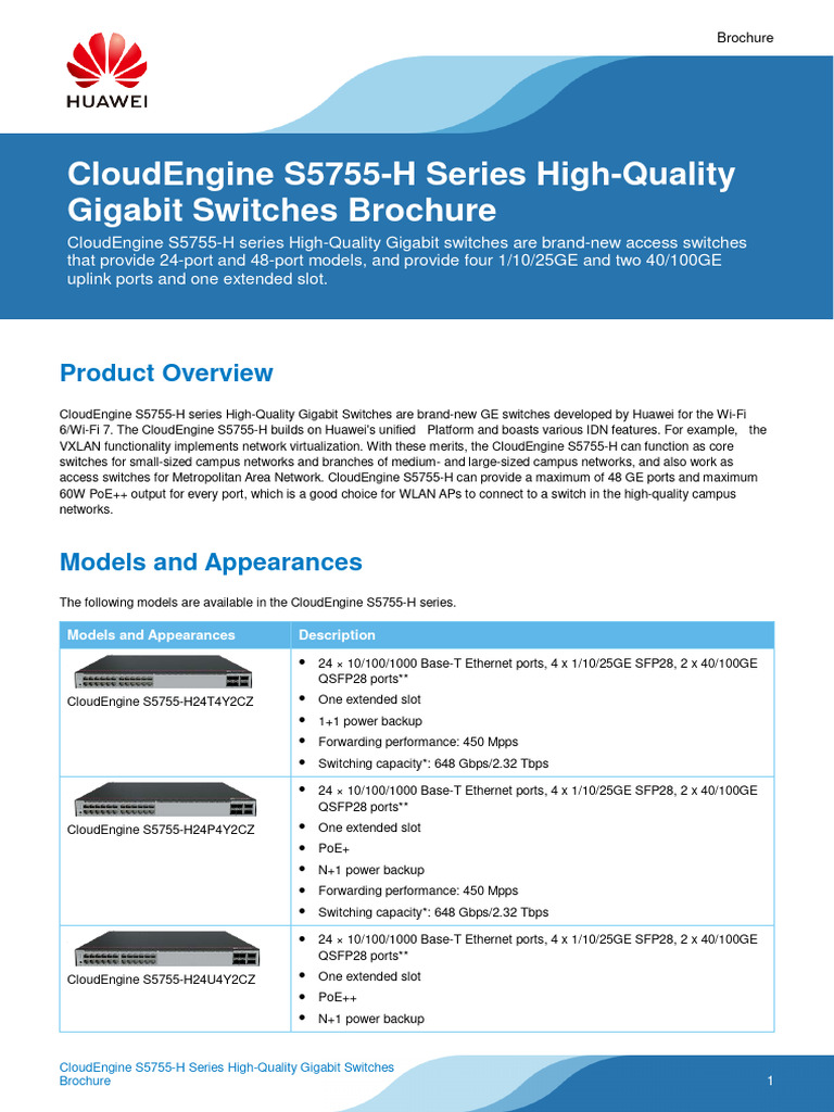 Huawei CloudEngine S5755-H48T4Y2CZ Series High-Quality Gigabit Switches ...