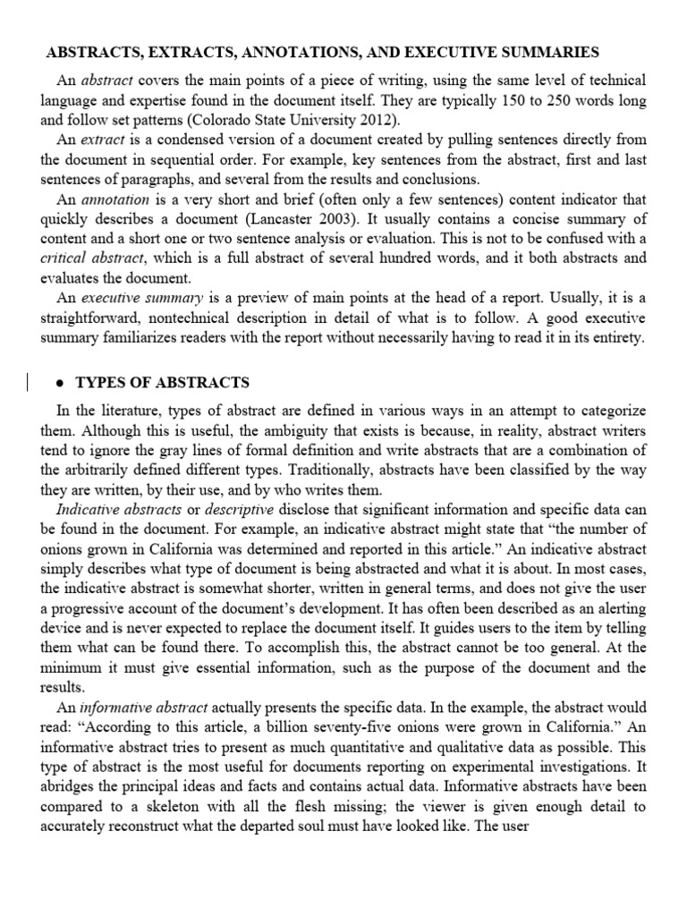 Types of Abstract | PDF | Abstract (Summary) | Data