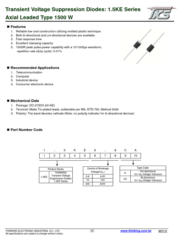 en-TVS Diode-1.5KE Series | PDF | Diode | Electrical Engineering