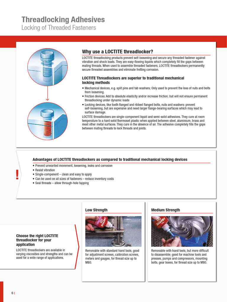 Loctite Seçim Tablosu | PDF | Screw | Nut (Hardware)