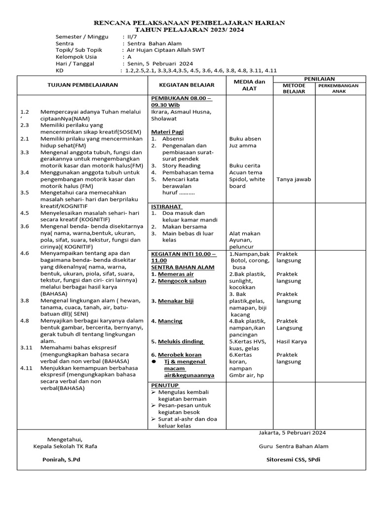 RPPH Pebruari Alam 2024 | PDF | Seni & Disiplin Bahasa