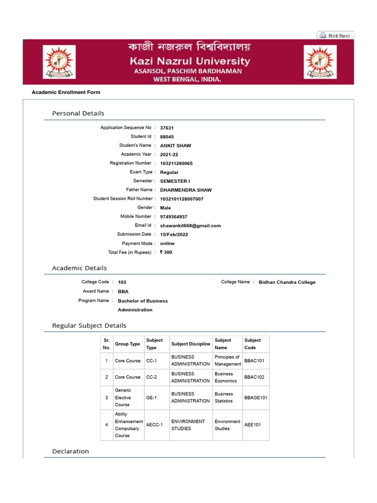 Acdemic Enrollment Login Form | PDF