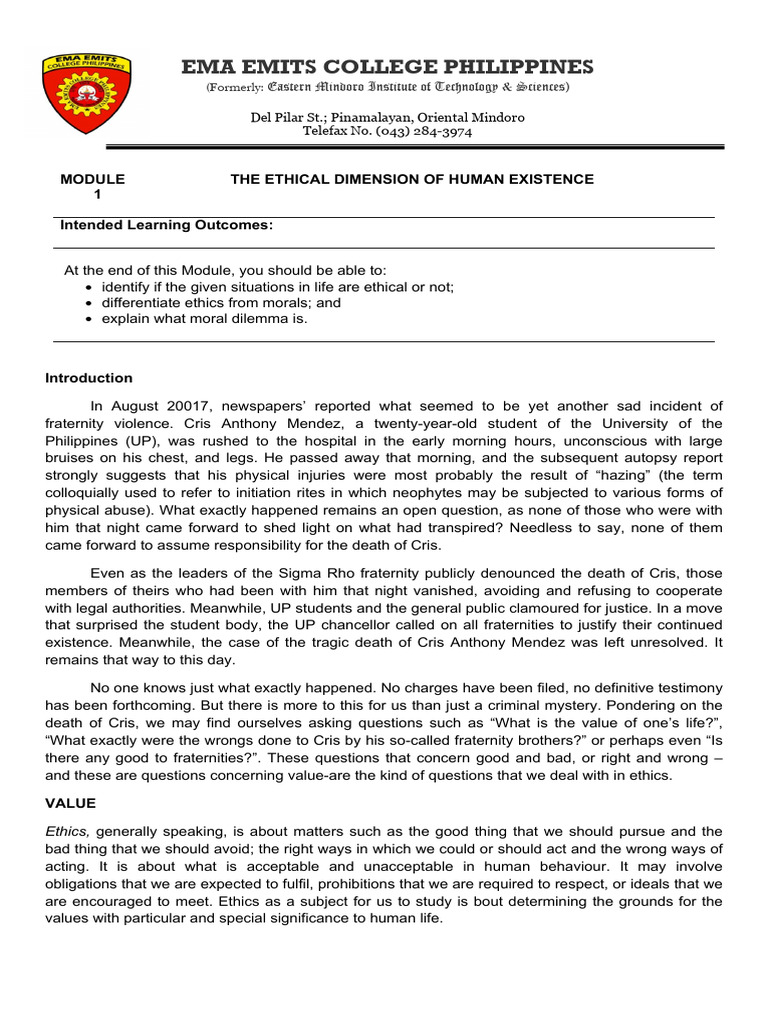 Ethics (Module 1-9) | PDF | Utilitarianism | Morality