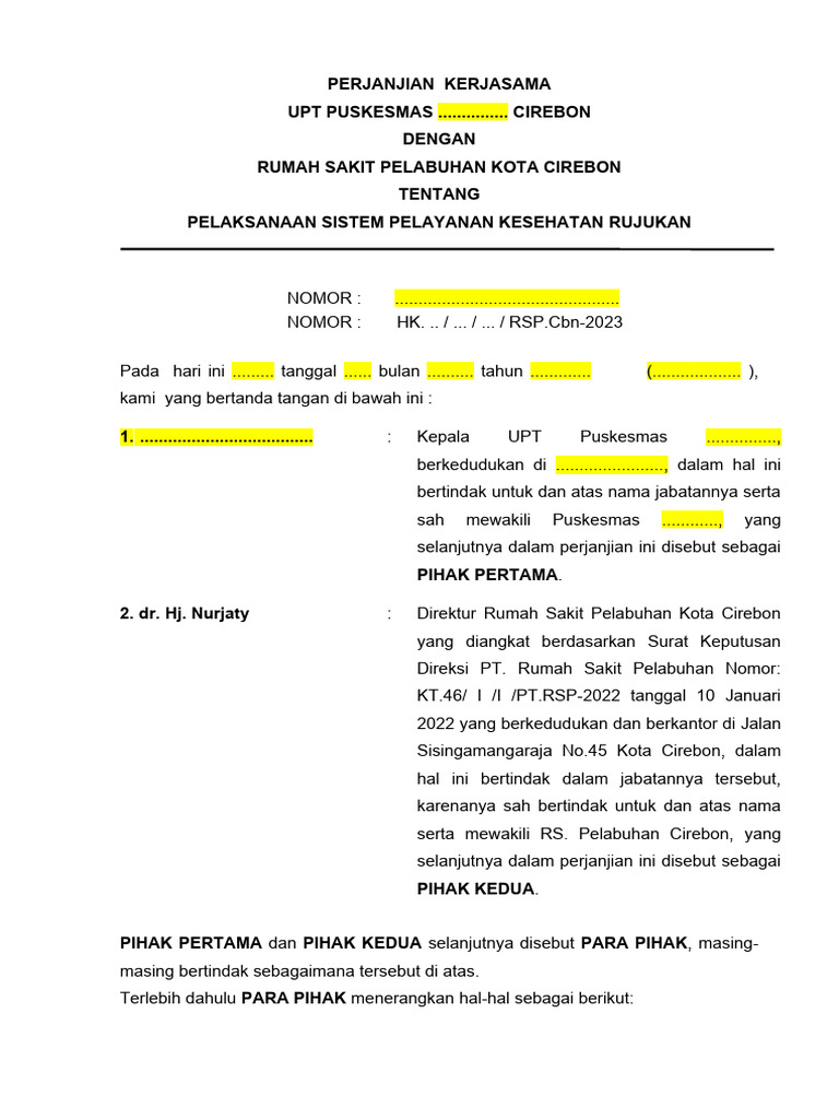 Draft PKS Puskesmas Kosong | PDF