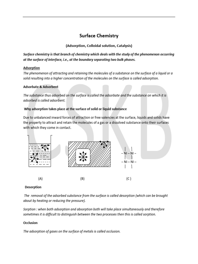 Surface Chemistry | PDF | Adsorption | Colloid