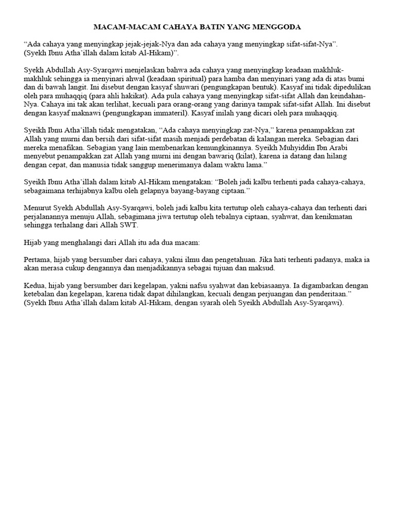 Cahaya Batin: Kasyaf dan Hijab Spiritual | PDF | Agama & Spiritualitas
