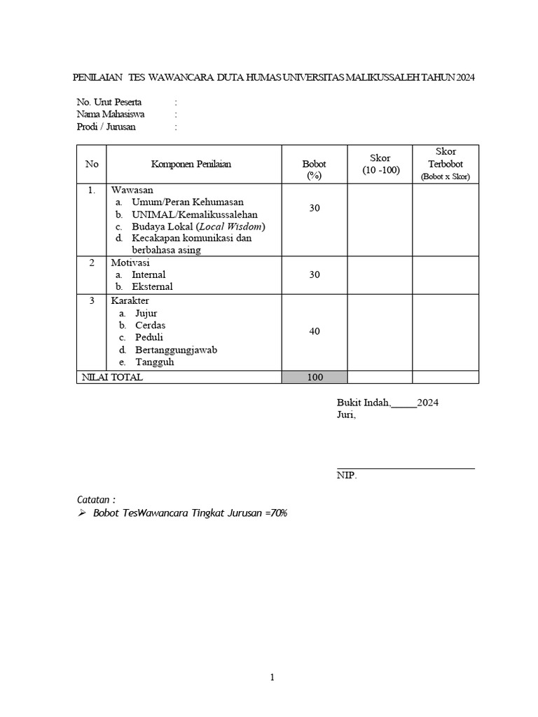 Form Penilaiaan Dewan Juri | PDF