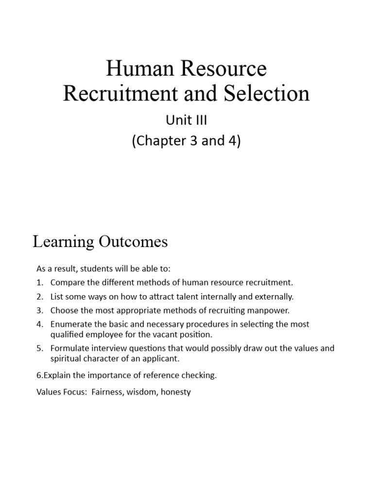 Bus 2203 Unit 3 | PDF | Recruitment | Human Resources