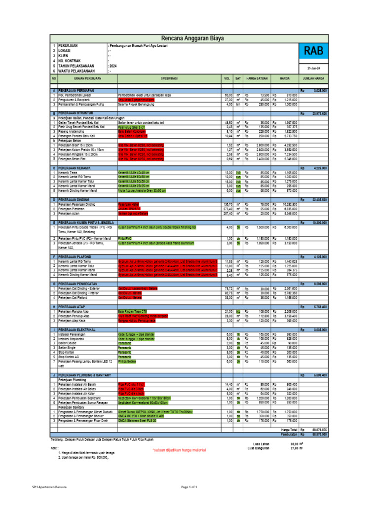 RAB Puri Ayu Lestari 2406121 0952 | PDF