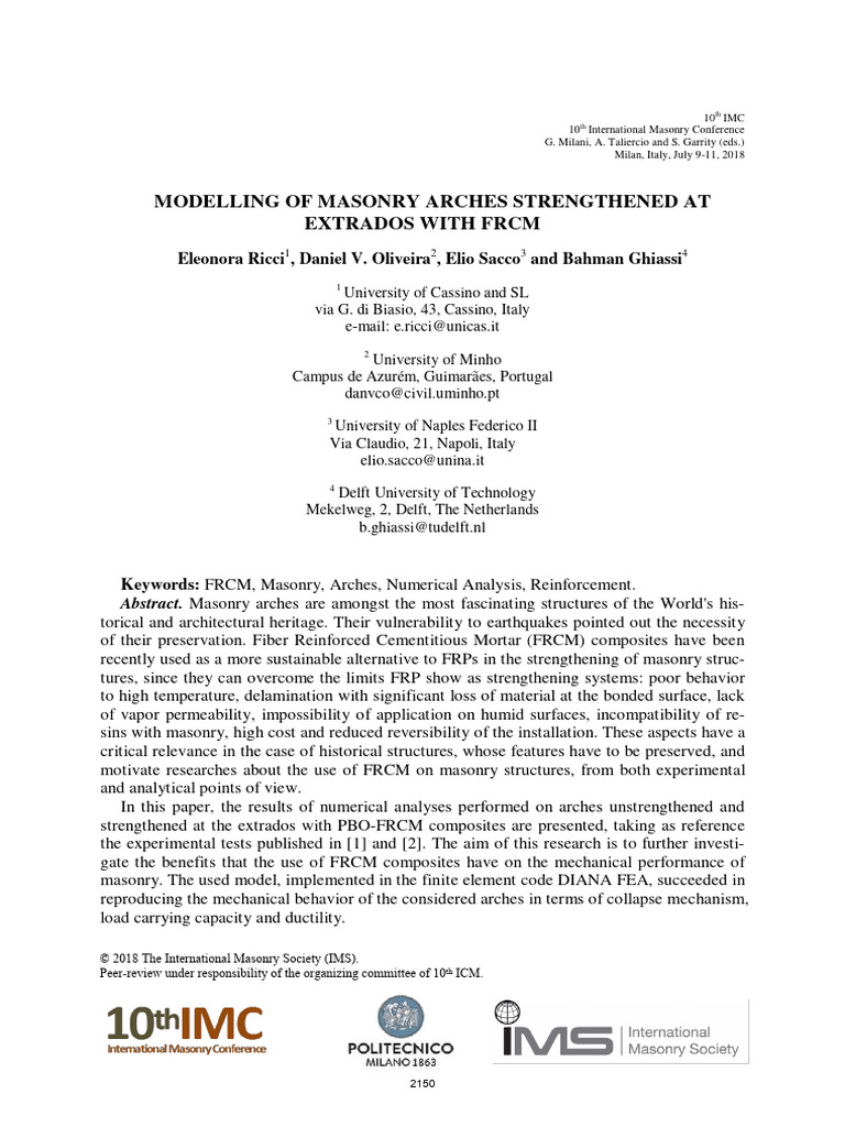 2018modelling of Masonry Arches Strengthened at Extrados With FRCM ...