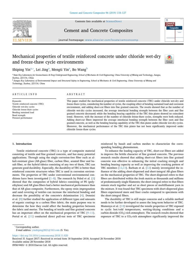 2019Mechanical properties of textile reinforced concrete under chloride ...
