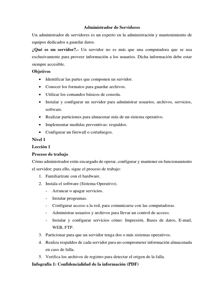 Administrador+de+Servidores | Descargar gratis PDF | Mi sql | Servidor (Computación)